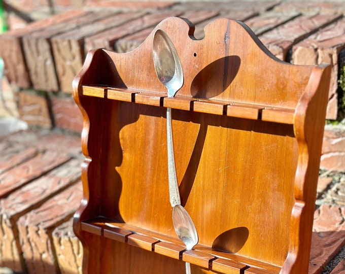 Vintage Wooden Spoon Holder for Wall Display / Spoon Collector's ...