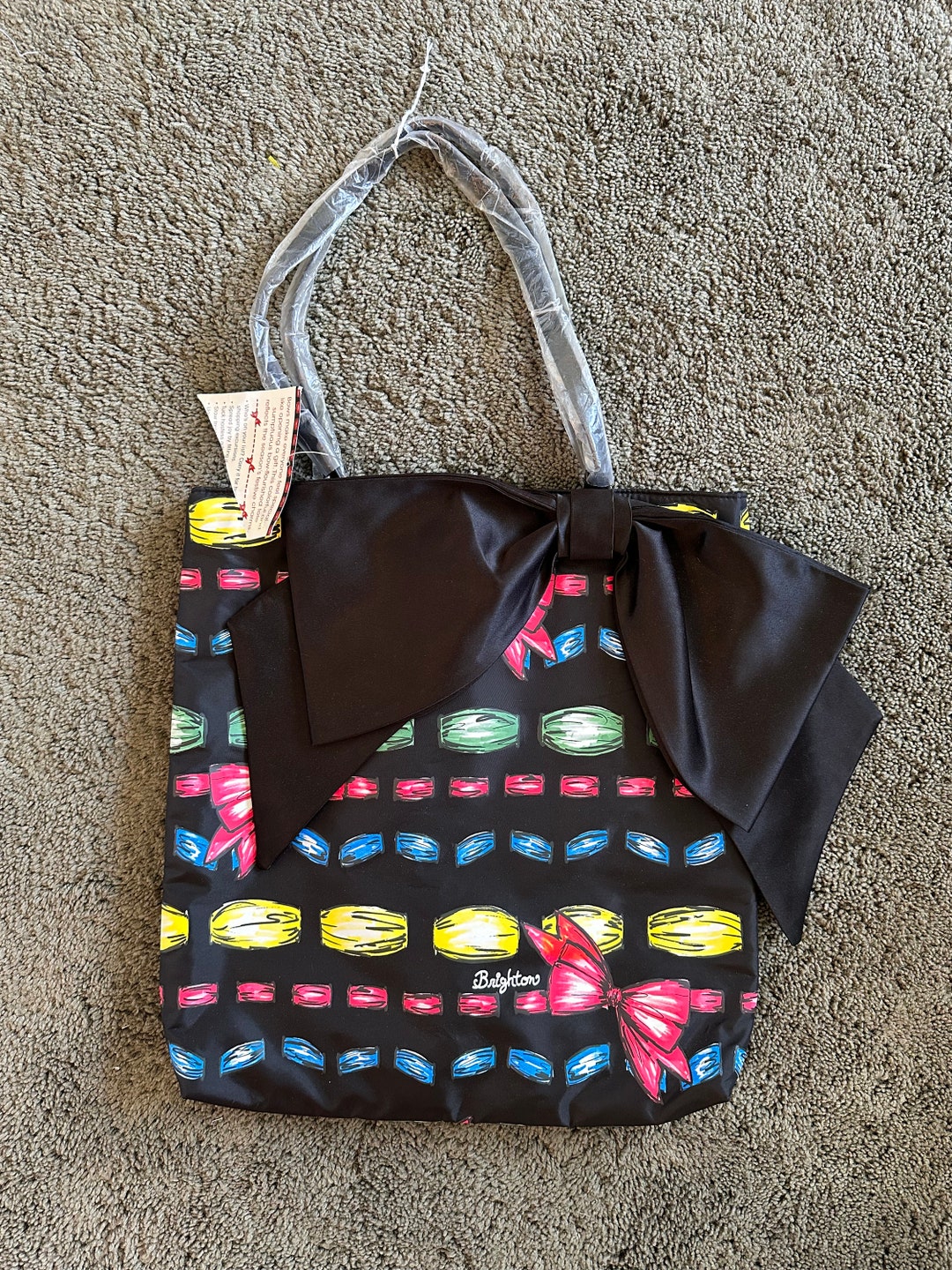 Vintage Brighton Tote With Big Black Satin Bow - Etsy