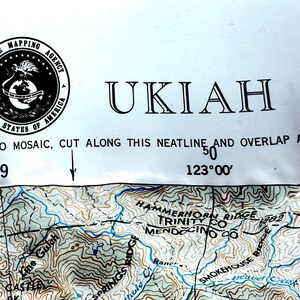 Vintage 1971 Defense Mapping Agency Raised Relief Map of Ukiah ...