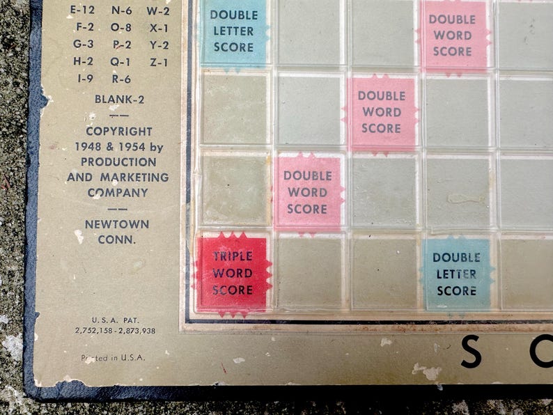 Vintage Scrabble Deluxe in Original Box: Tiles and Red Scoring Racks ...