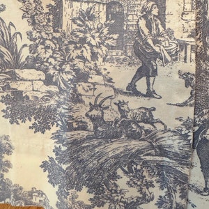 Vintage Blue-gray Toile Curtain Panel Pair / Rod Pocket Panels/ Each ...