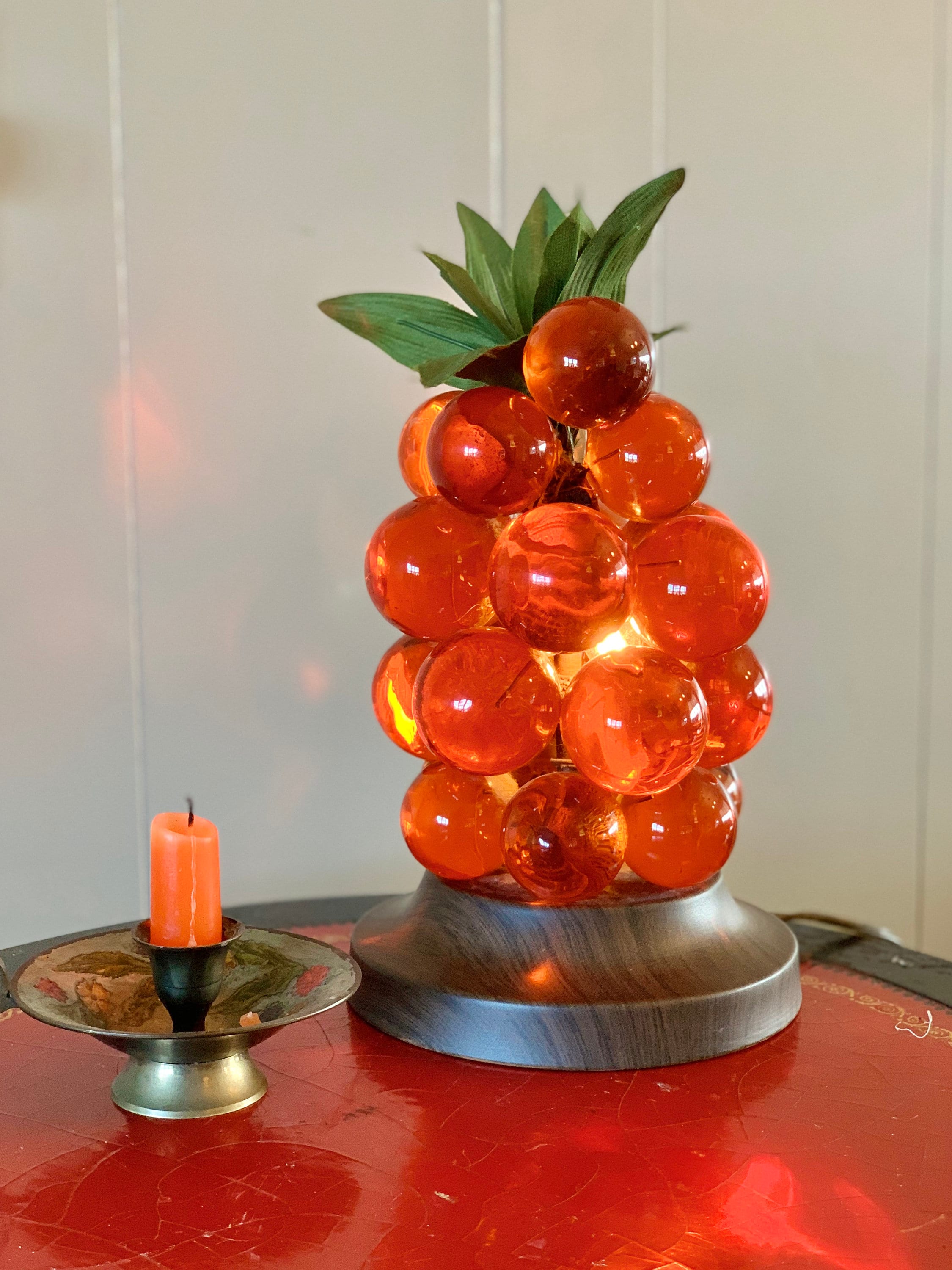 Vintage Glass Grapes Lamp in Orange / Mid Century Lamp / | Etsy