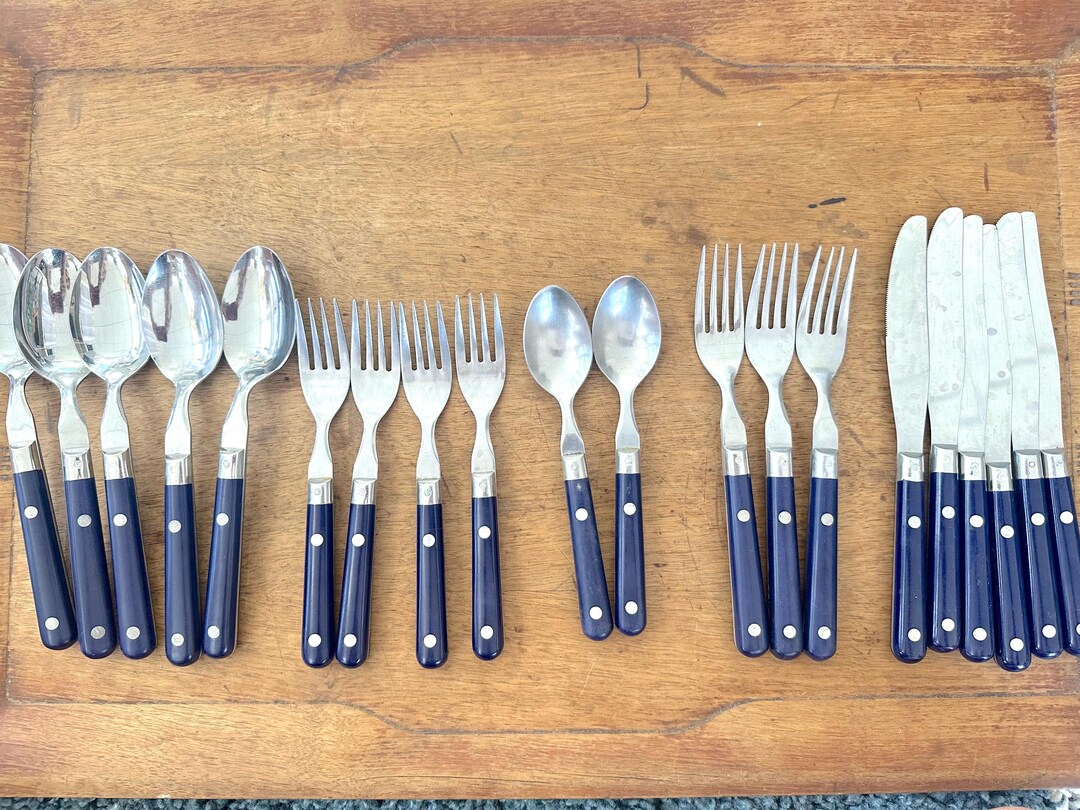Vintage Washington Forge Navy Cobalt Flatware Extra Pieces: Dinner ...