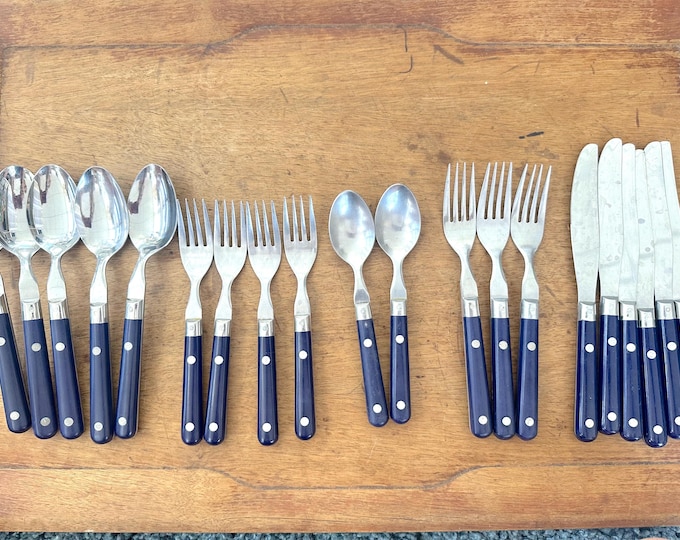 Hampton Silversmiths BISTRO Dark Green Two Rivet Handle Flatware Lot of ...