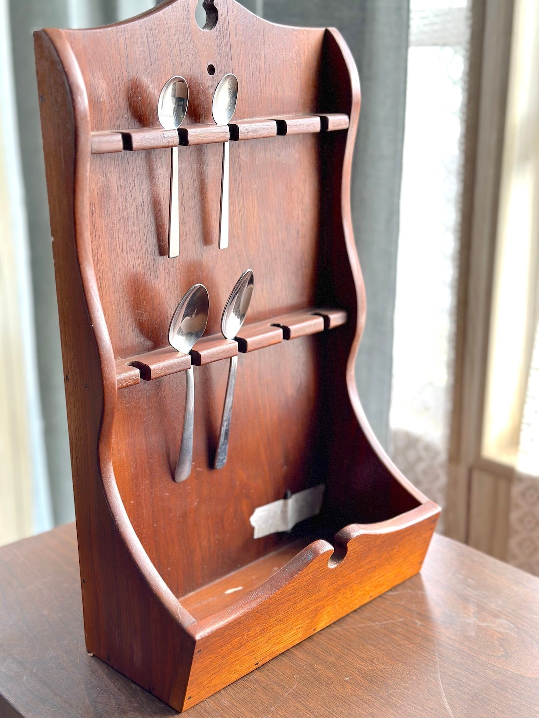 Vintage Wooden Spoon Holder for Wall Display / Spoon Collector's ...