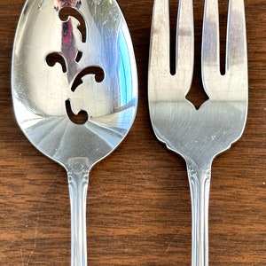 Oneidacraft Deluxe Chateau Stainless Serving Fork and Spoon Pair ...
