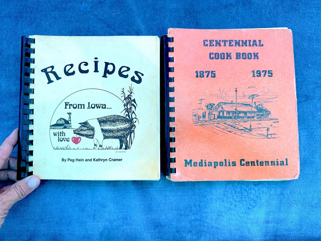 Two Vintage Iowa Small Town Spiral Bound Cookbooks With Plenty of Wear ...
