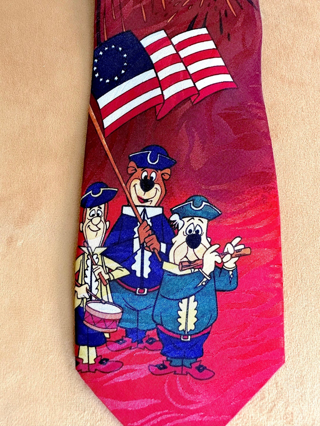 Vintage Yogi Bear American Flag Necktie With Fireworks - Etsy