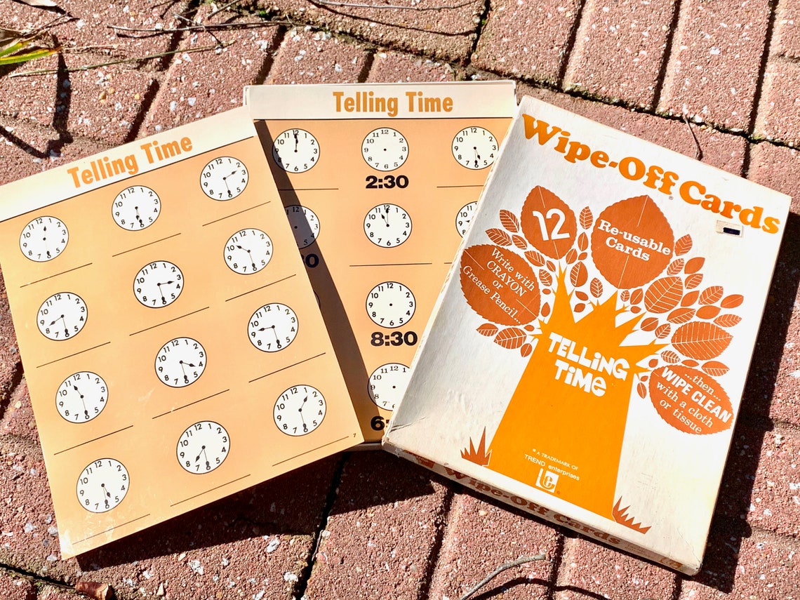 Vintage School / Time Telling Practice / Clock Card Set of 12 | Etsy