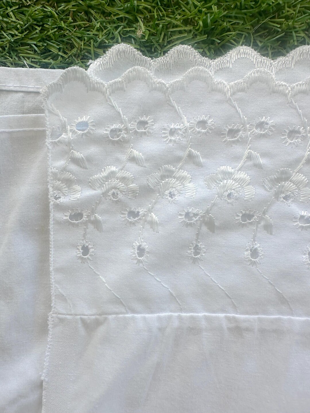 Vintage White Queen Flat Sheet With Eyelet Edge Queen Size White Eyelet ...