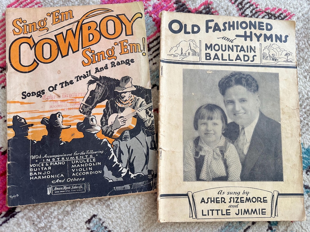 1930s Antique Softcover Song Books: Sing 'em Cowboy, Songs of the Trail ...