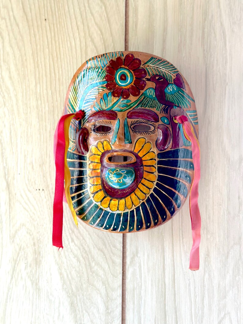 Vintage Painted Clay Mask / Colorful Terra Cotta Mask / Boho - Etsy