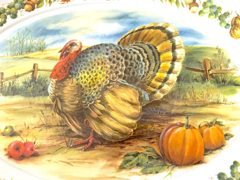 Classic Vintage Melamine Turkey Platter / 21" Wide / Vintage Plastic ...