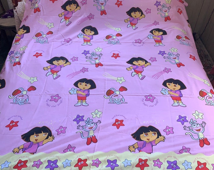 Vintage Dora the Explorer Twin Flat Sheet With Noggin and Stars / La ...