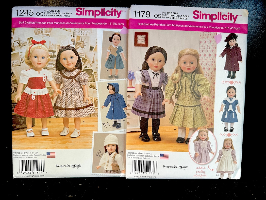 Two Simplicity 18 Doll Clothes Patterns Uncut / Multiple 18 Doll Outfit ...