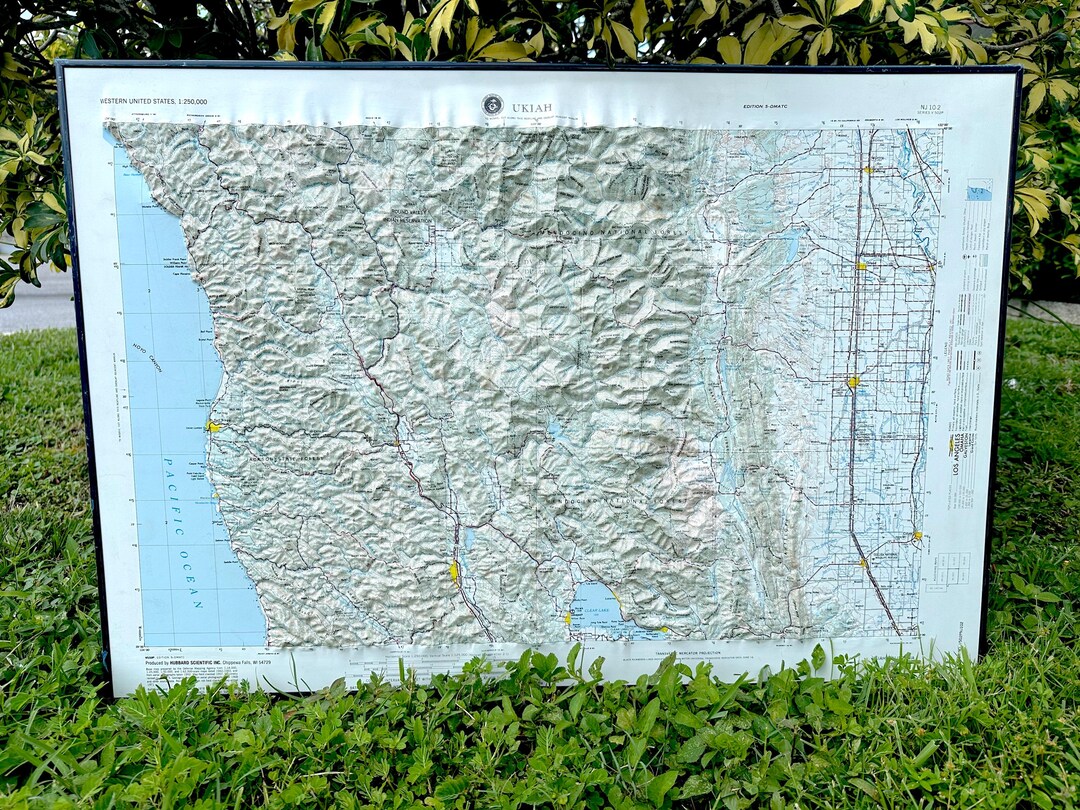 Vintage 1971 Defense Mapping Agency Raised Relief Map of Ukiah ...