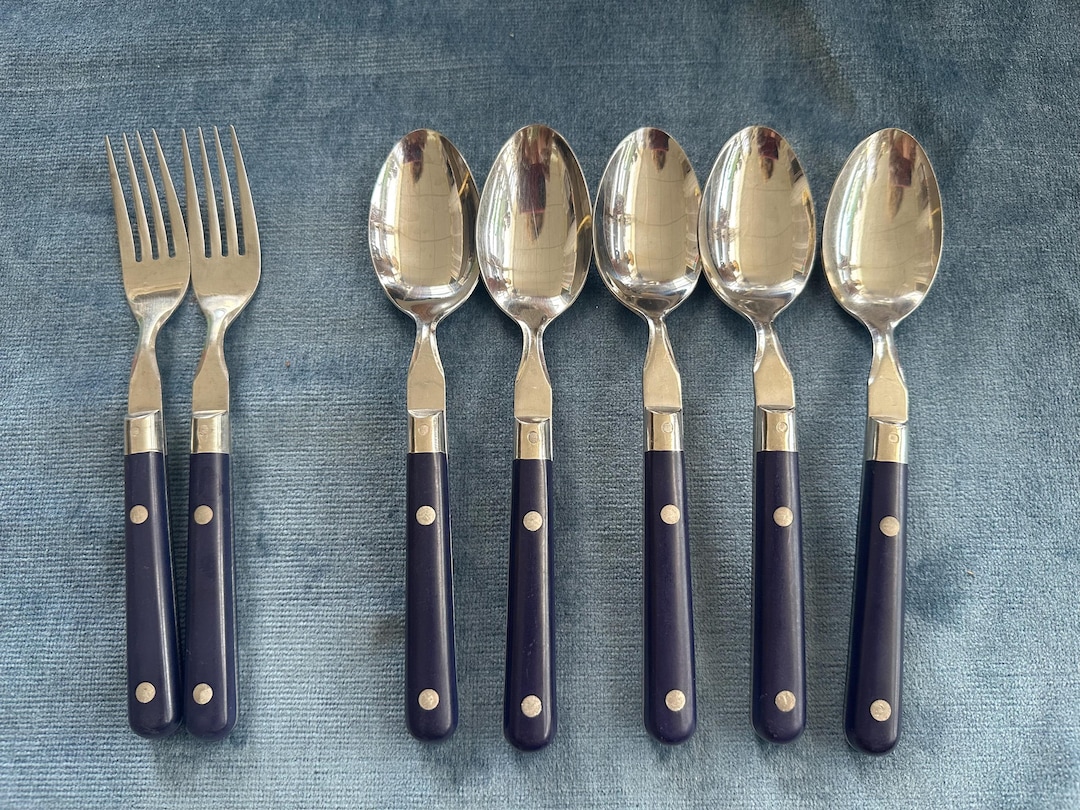 Vintage Washington Forge Navy Cobalt Flatware Mardi Gras Dinner Forks ...