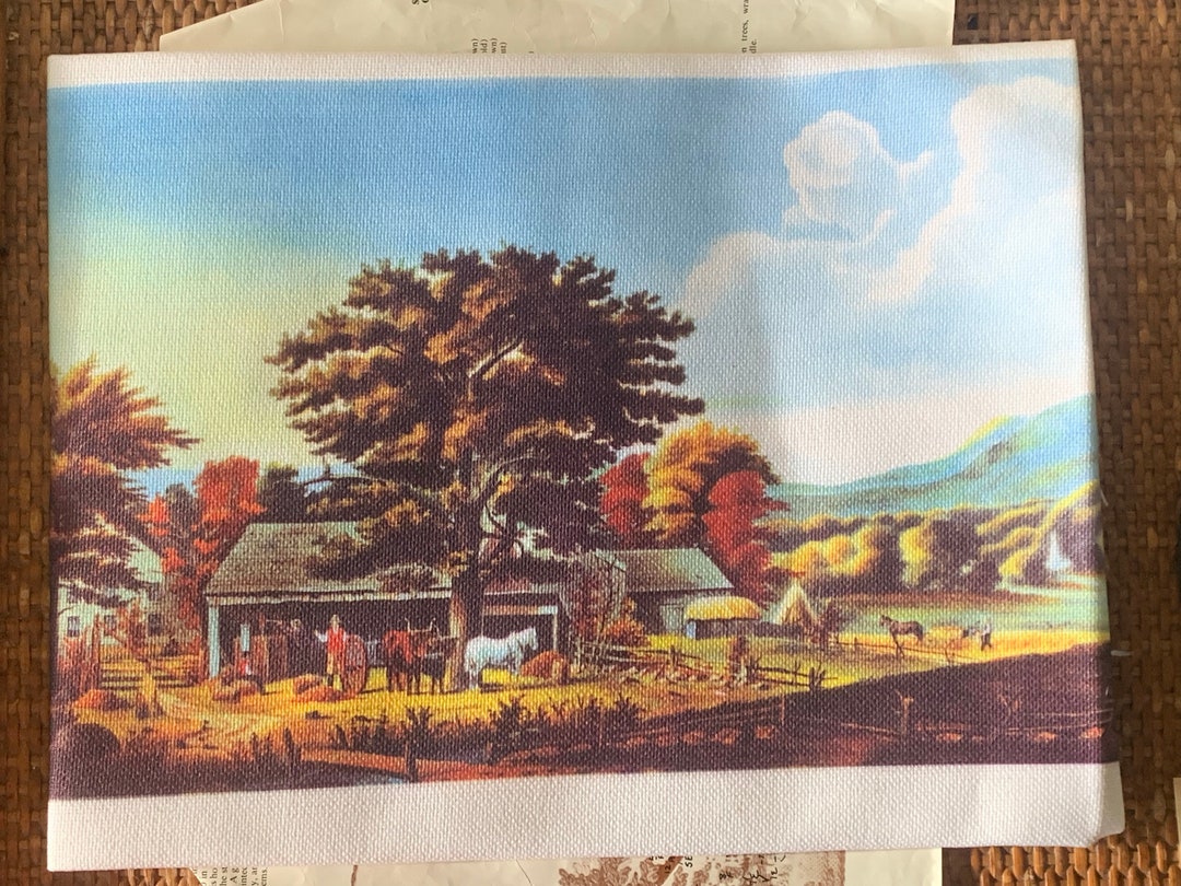 1975 Currier & Ives Needlework Kit / Autumn in New England, Cider ...
