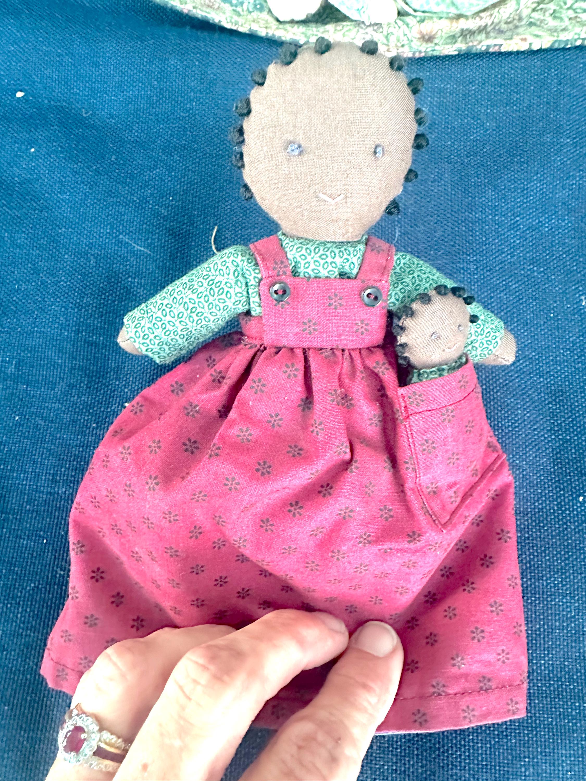 Tiny Miniature Vintage Topsy Turvy Dolls, Black and White With Babies ...