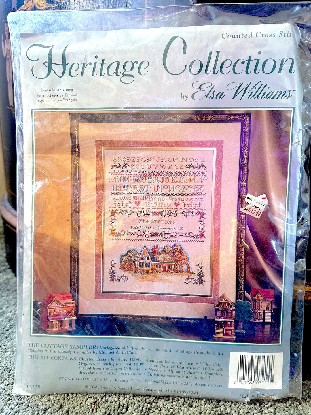 Vintage Elsa Williams Counted Cross Stitch Kit "the Cottage Sampler ...