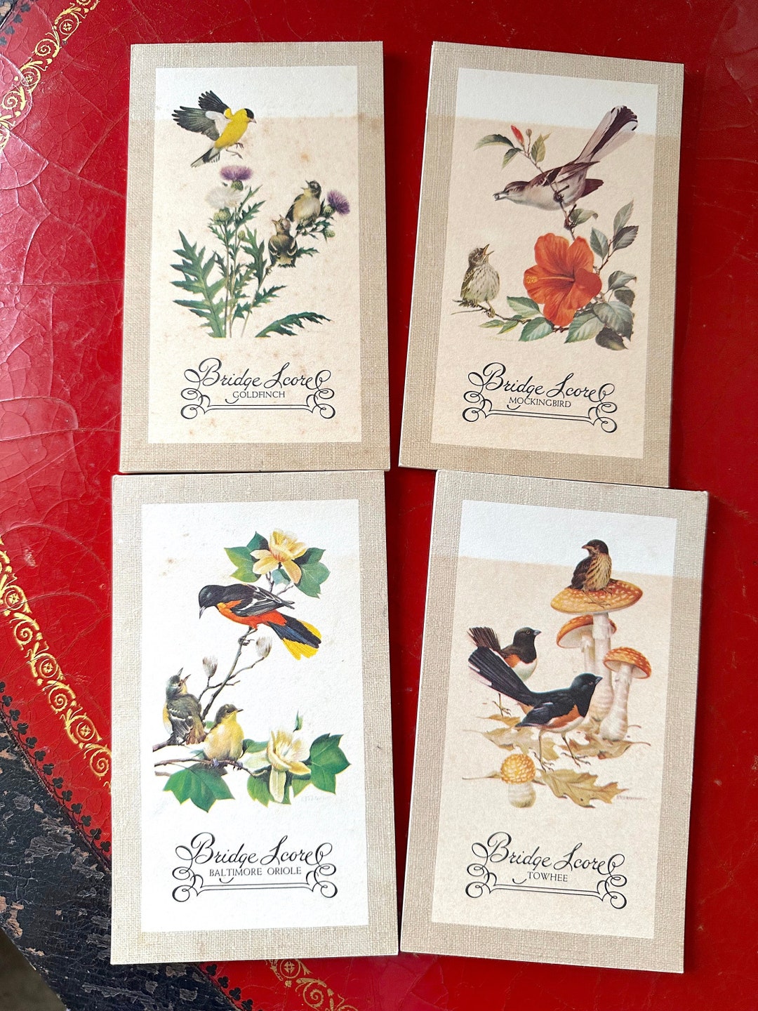 Four Bridge Score Pads Set With Birds - Etsy