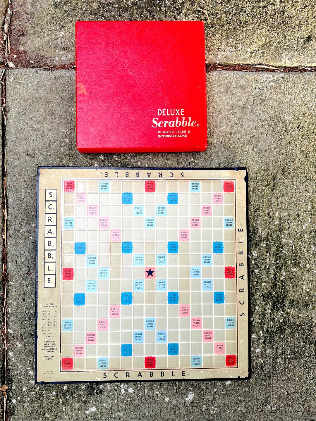 Vintage Scrabble Deluxe in Original Box: Tiles and Red Scoring Racks ...
