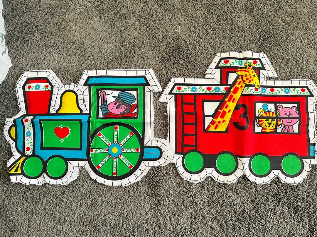 Vintage Cut and Sew Stuffed Train Pillow to Make / Bright, Colorful ...