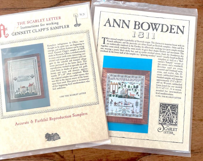 Two Scarlett Letter Sampler Graphs With Instructions: Gennett Clapp's Sampler and Ann Bowden ...