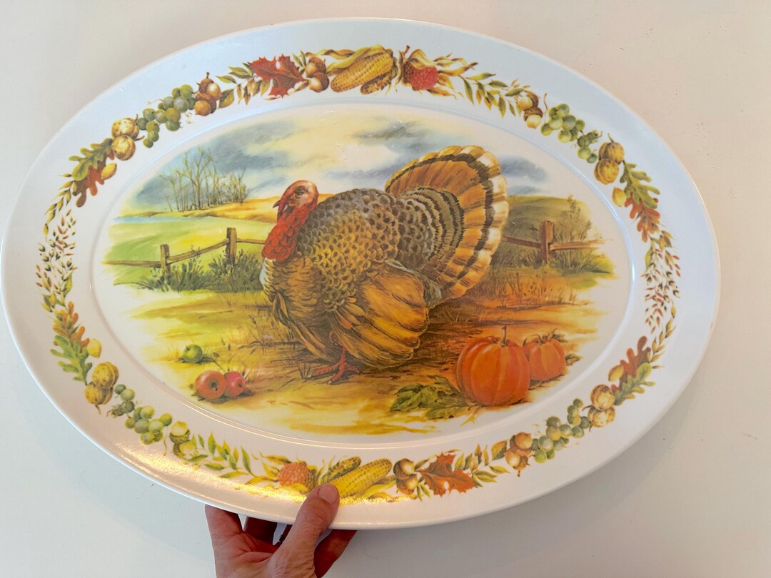 Classic Vintage Melamine Turkey Platter / 21" Wide / Vintage Plastic ...