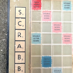 Vintage Scrabble Deluxe in Original Box: Tiles and Red Scoring Racks ...