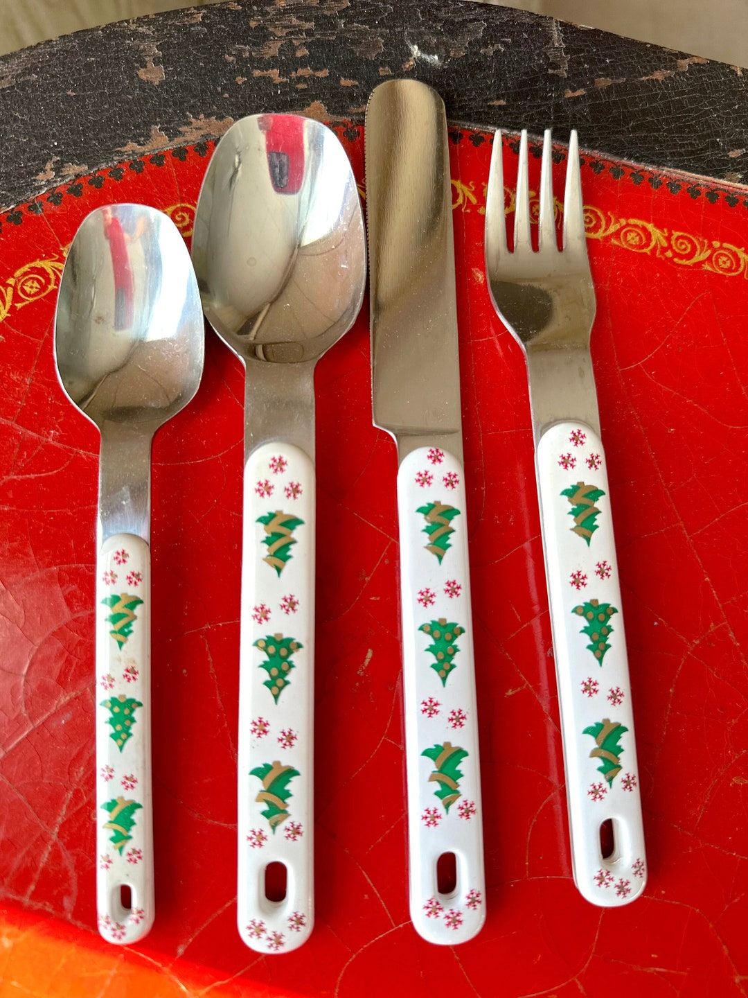 Vintage Northland Stainless Japan Christmas Tree Flatware With White ...