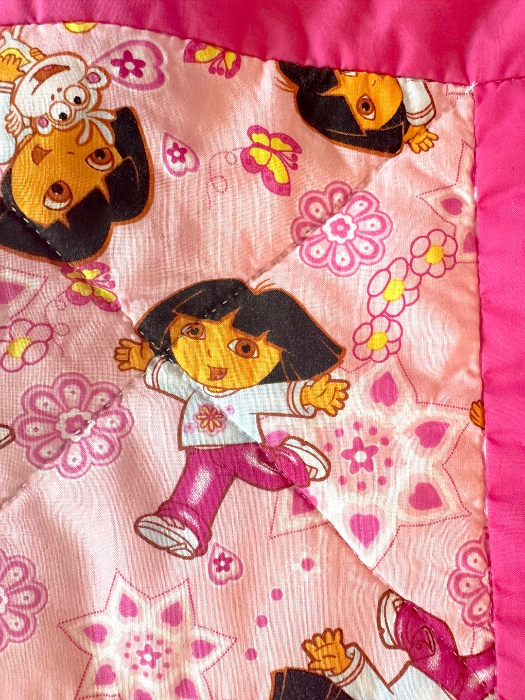Vintage Puffy Dora the Explorer Made-at-home Stuffed Quilt, so Soft and ...