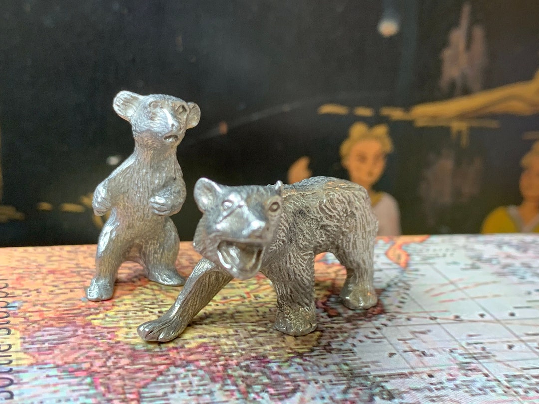 Mini Pewter Bears, Mother and Cub, Cabin Decor - Etsy