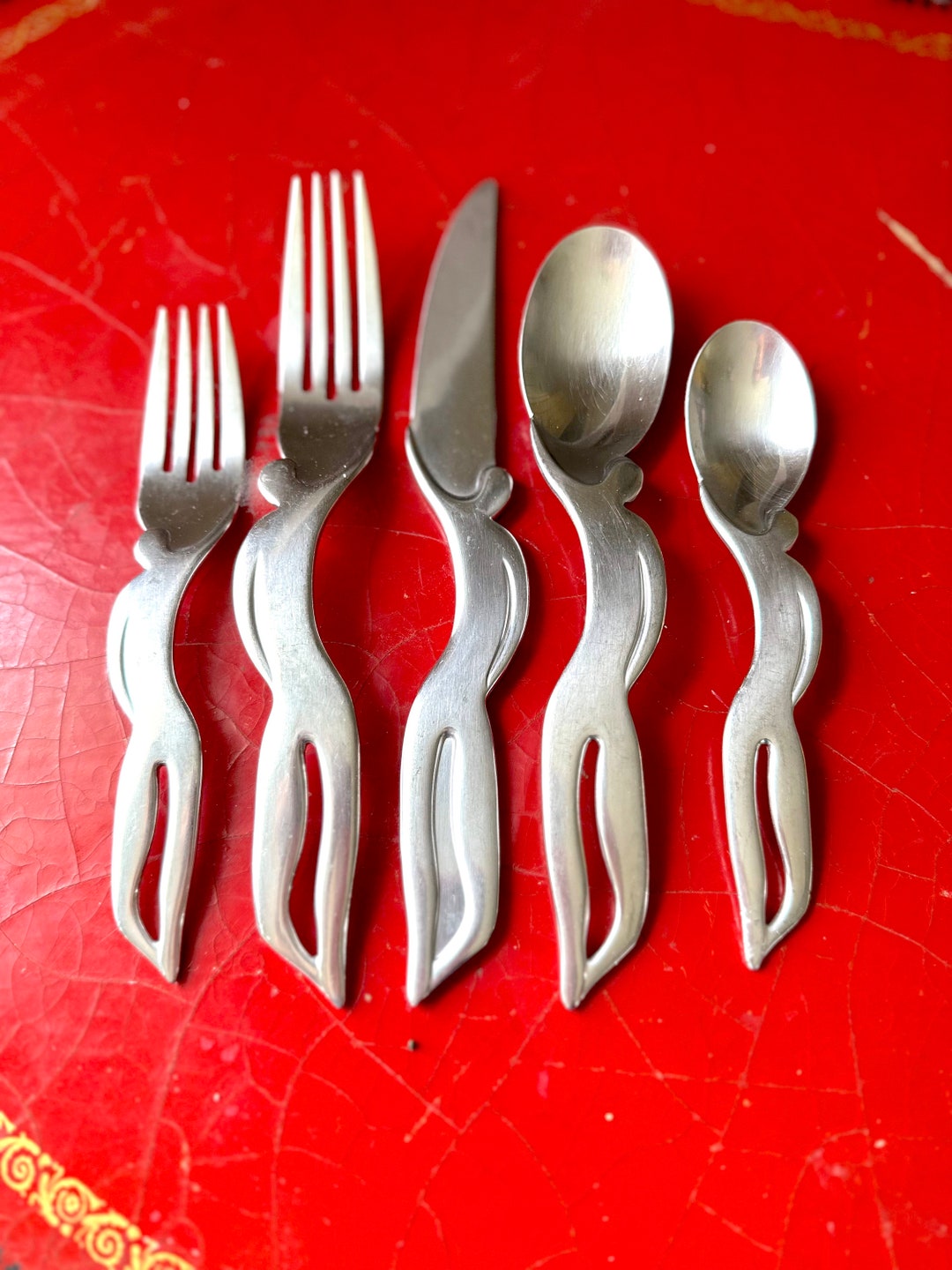 Vintage Yamazaki Stainless Frolic Pattern Flatware / Five Piece Place ...