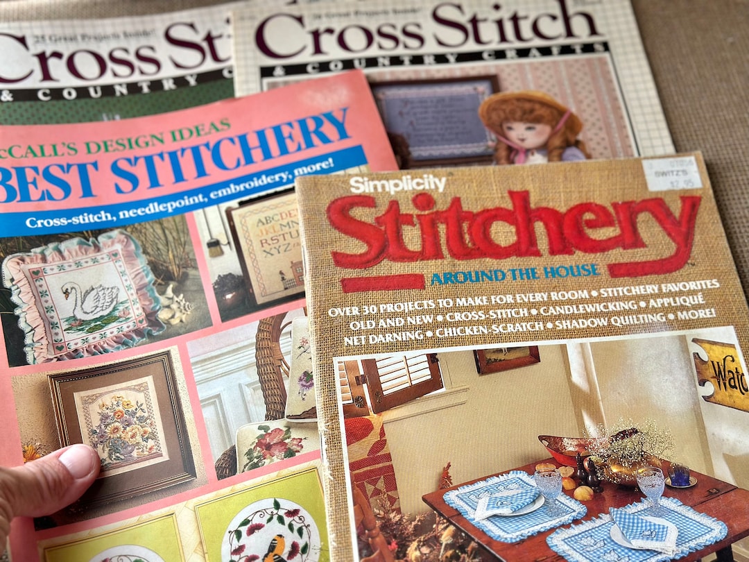Four 1980s Cross Stitch Magazines: Simplicity Stitchery Around the ...