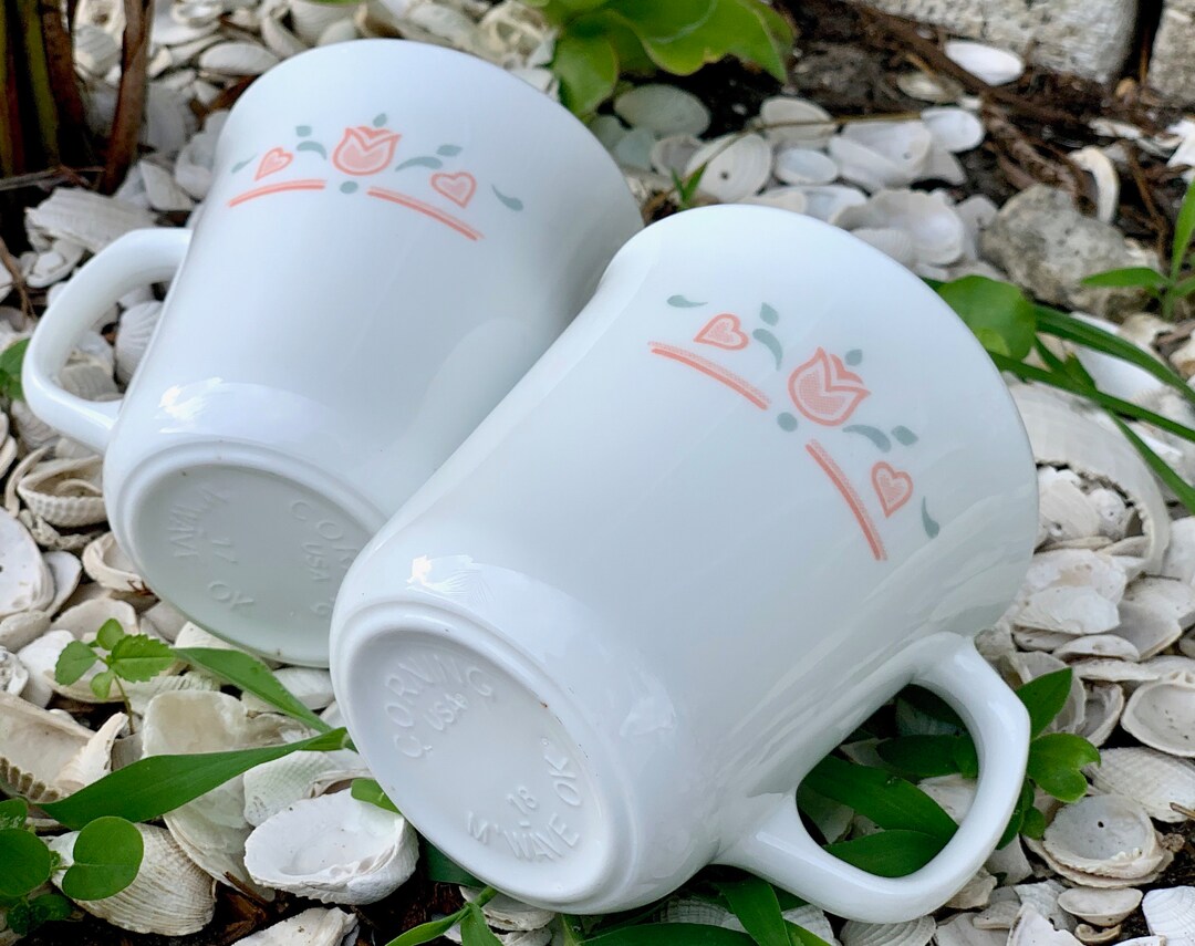 Vintage Corning Mugs / Buds and Hearts / Sweet Mug Pair for Mom - Etsy UK