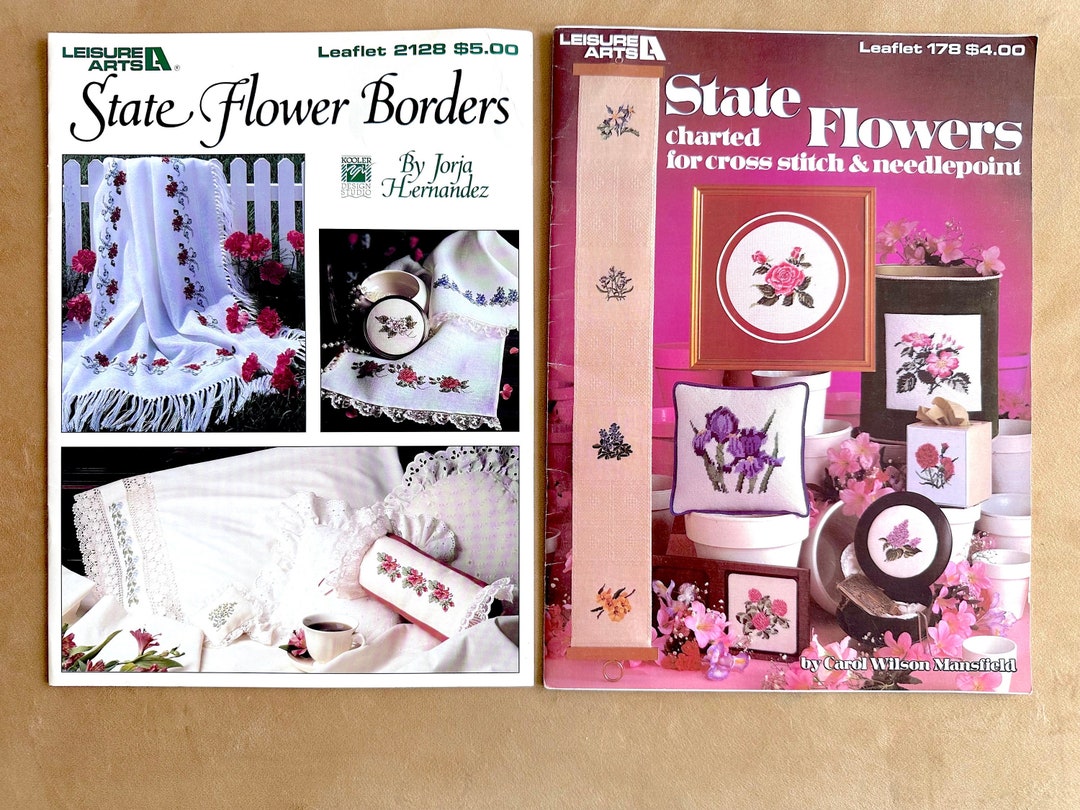 State Flower Cross Stitch Pattern Books, Pair: state Flower Borders and ...