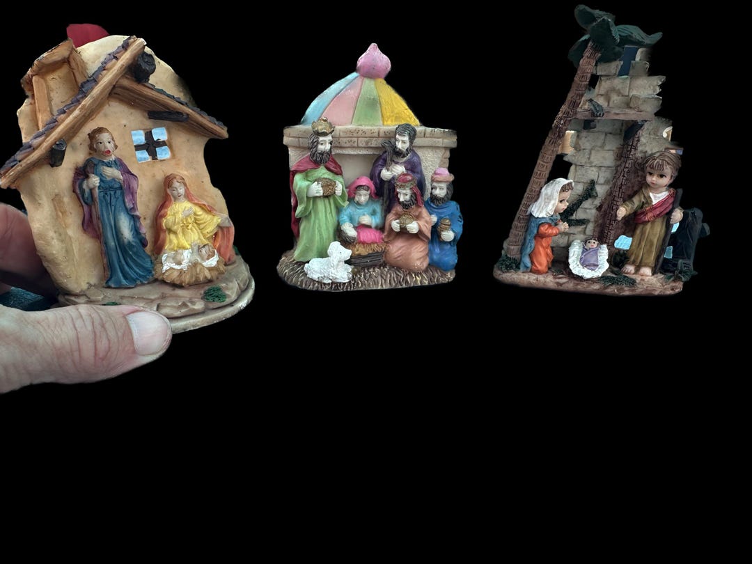 Three Tiny Resin Tabletop Nativity Sets / Miniature Holy Family, Mini ...