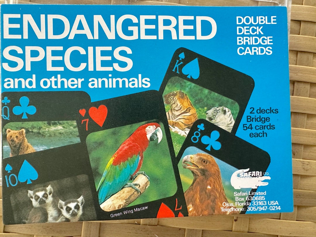 Vintage Endangered Species Double Deck Bridge Cards by Safari Limited ...