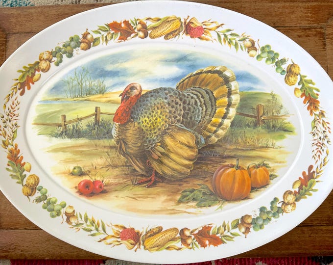 Classic Vintage Melamine Turkey Platter / 21" Wide / Vintage Plastic ...