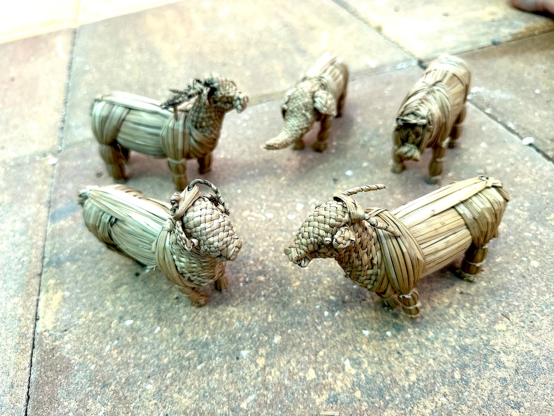 Vintage Rattan Animal Figures, Lot of Five - Etsy