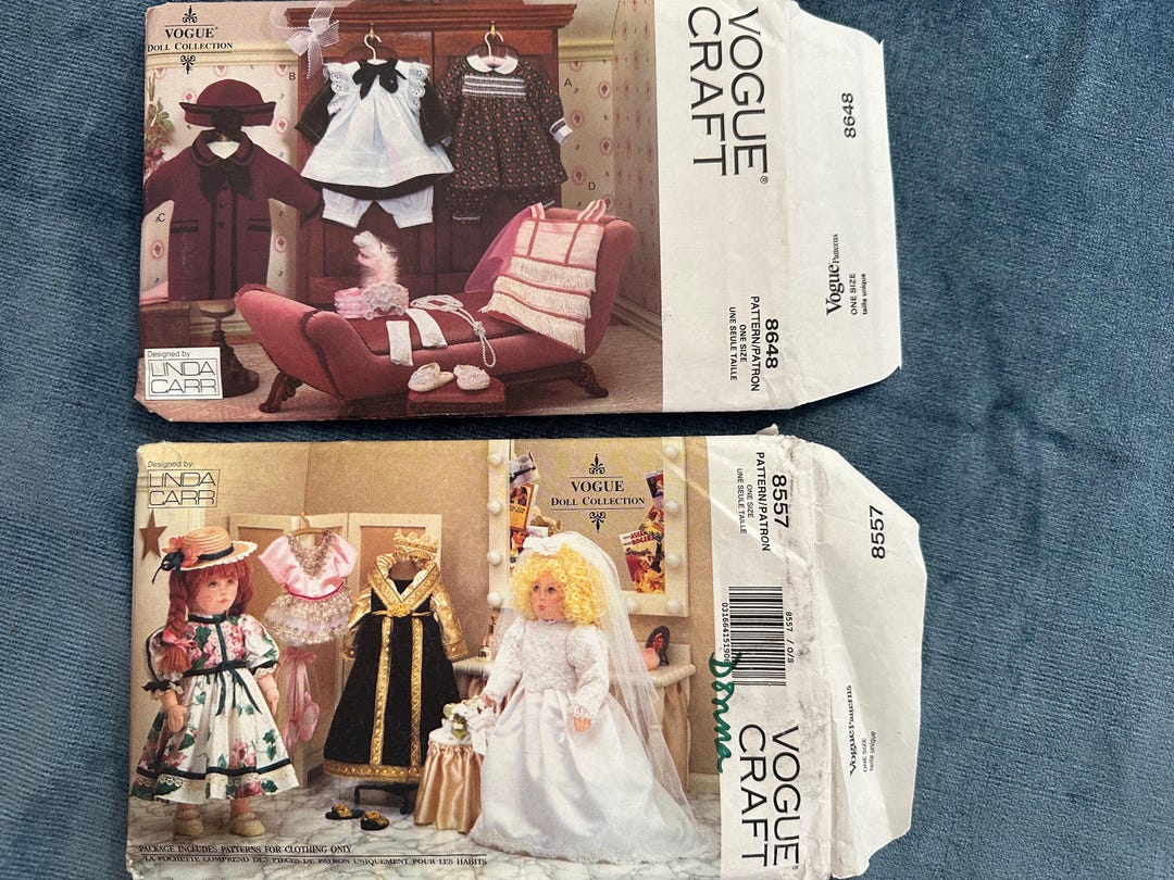 Two Vintage Vogue Craft Doll Patterns for 18" Doll Clothes / Vogue ...