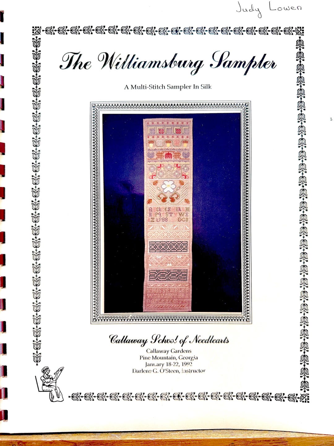 Antique Sampler Pattern: the Williamsburg Sampler From the Callaway School of Needlearts - Etsy