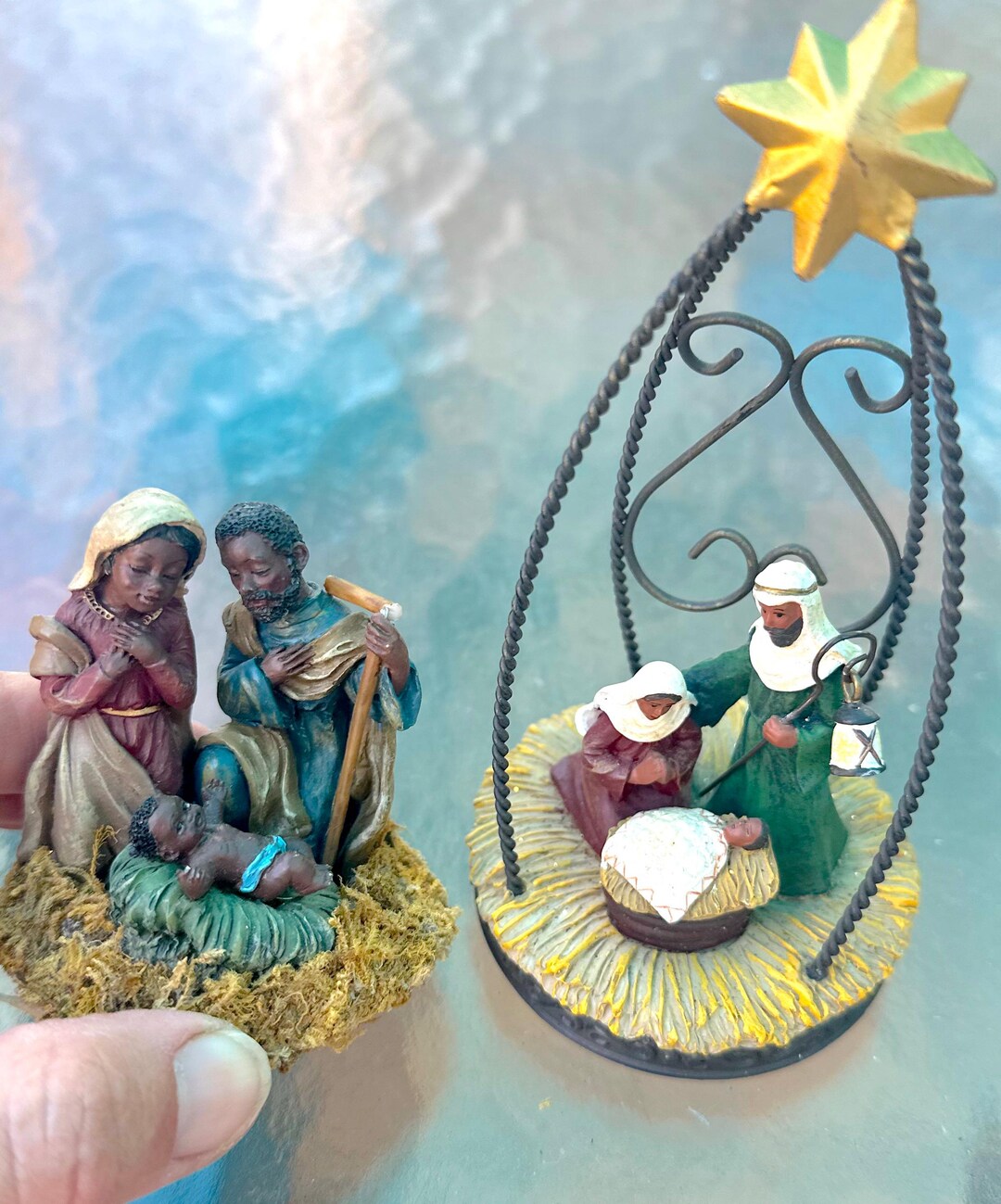 Vintage Miniature Nativity, Pair / Tiny Resin Nativity With Black Mary, Joseph and Baby Jesus - Etsy