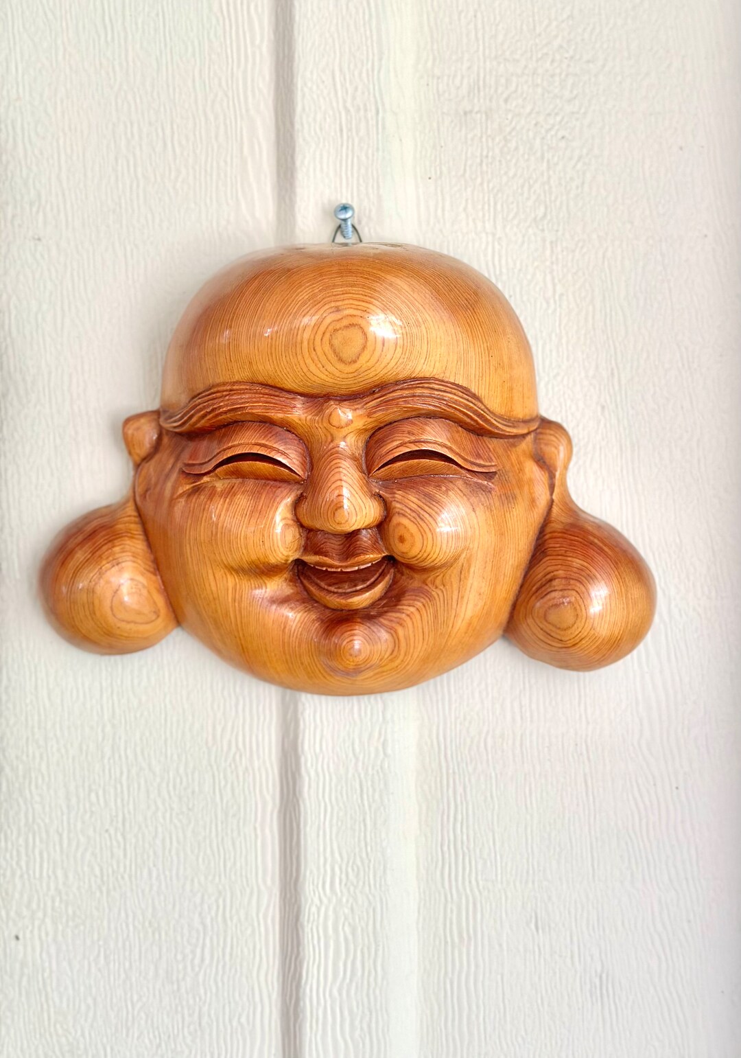 Vintage Wooden Buddha Mask / Laughing Buddha Mask Smiling - Etsy