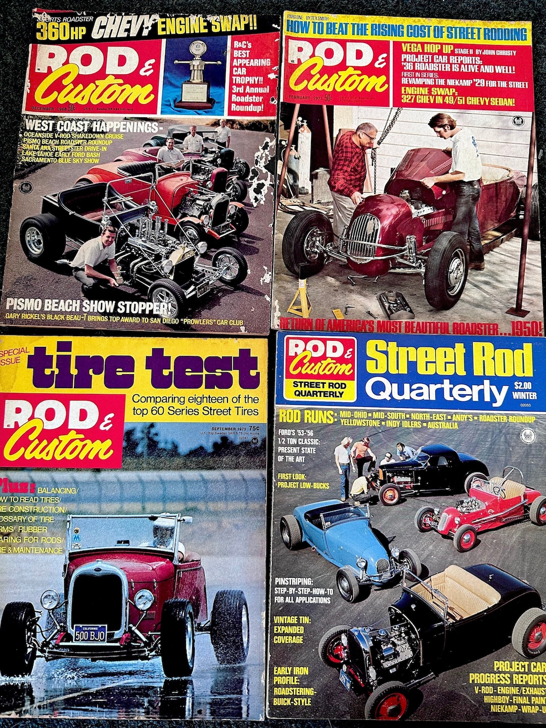 Lot of 4 Vintage Car Magazines, Hot Rod Car Magazines: 1960s/1970s "rod & Custom," Four Issues ...