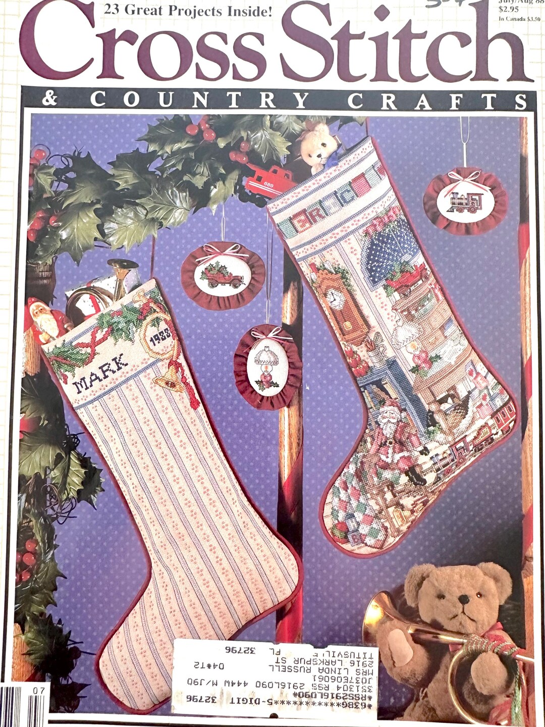 1980s Needlepoint Stocking Patterns From Cross Stitch & Country Crafts ...