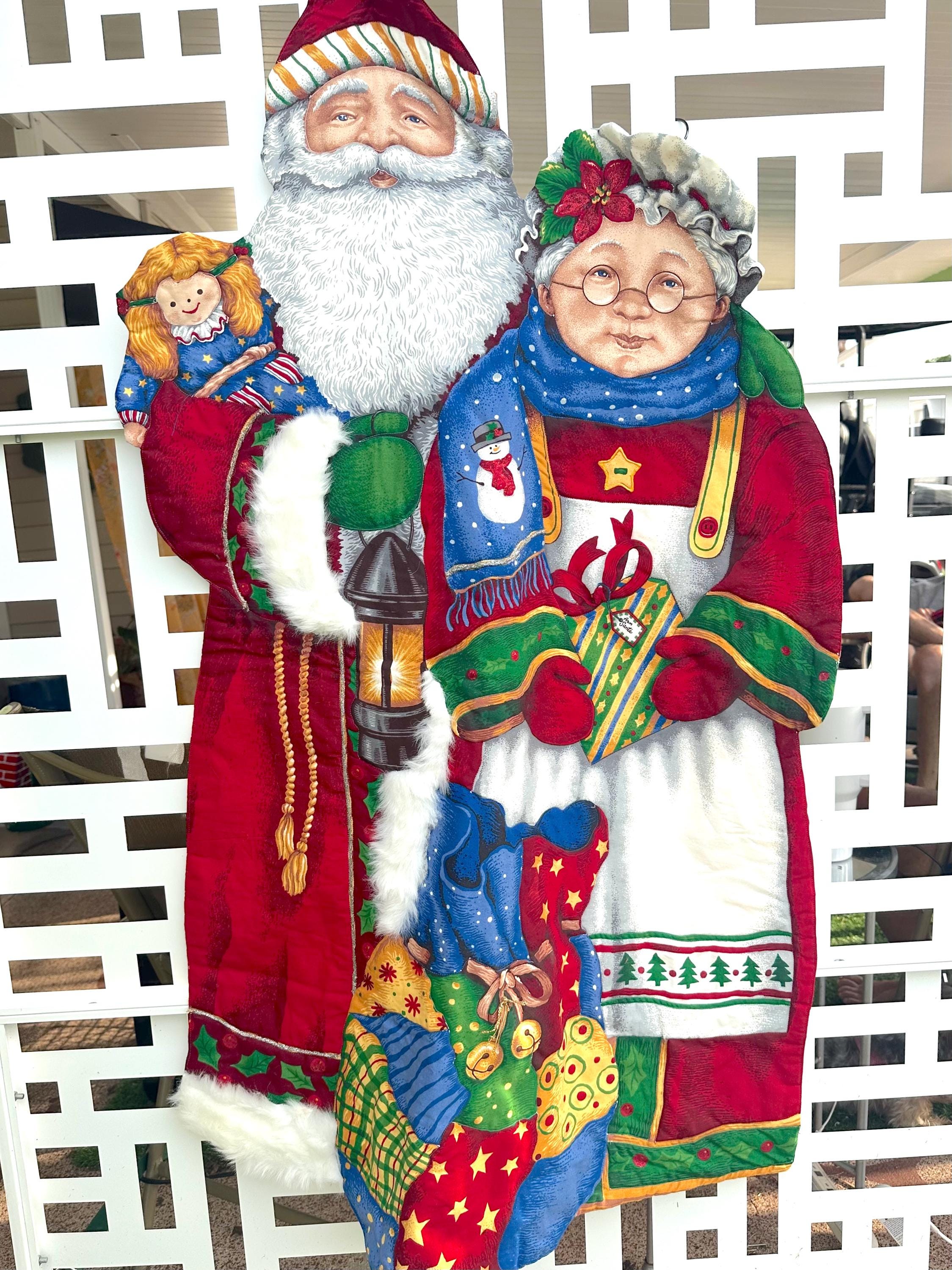 Darling Large Santa and Mrs. Claus Wall or Door Hanging for Christmas ...