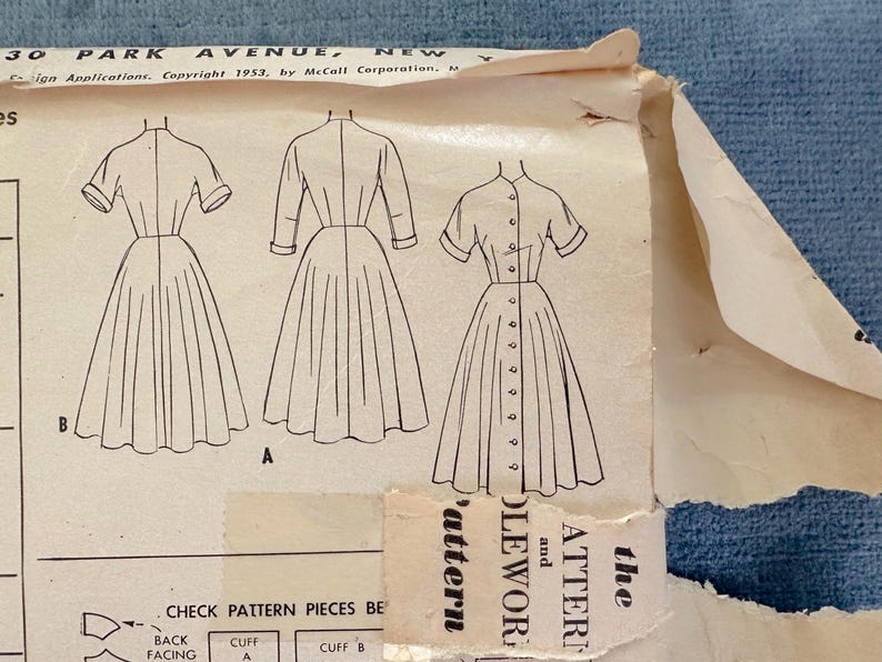 1953 Mccall's Dress Pattern Uncut With Envelope Still Partially Sealed ...