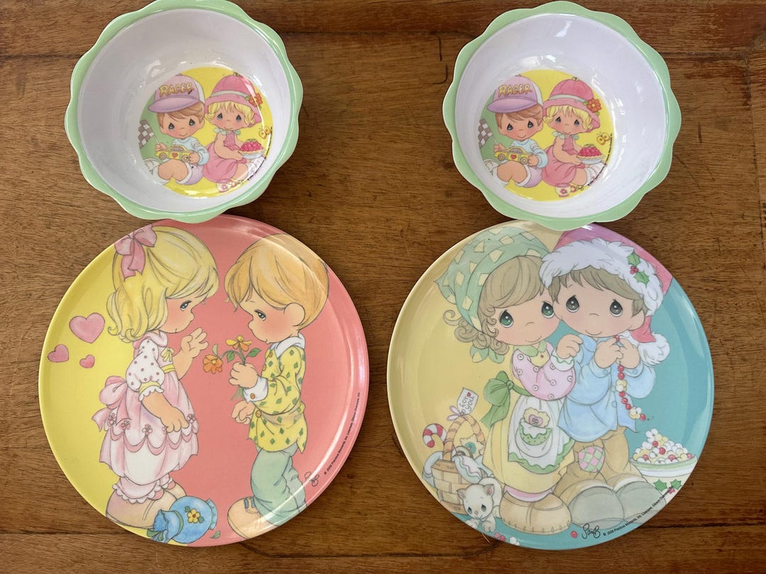 Vintage Gibson Precious Moments Kids Plates and Bowls, Lot of Four ...